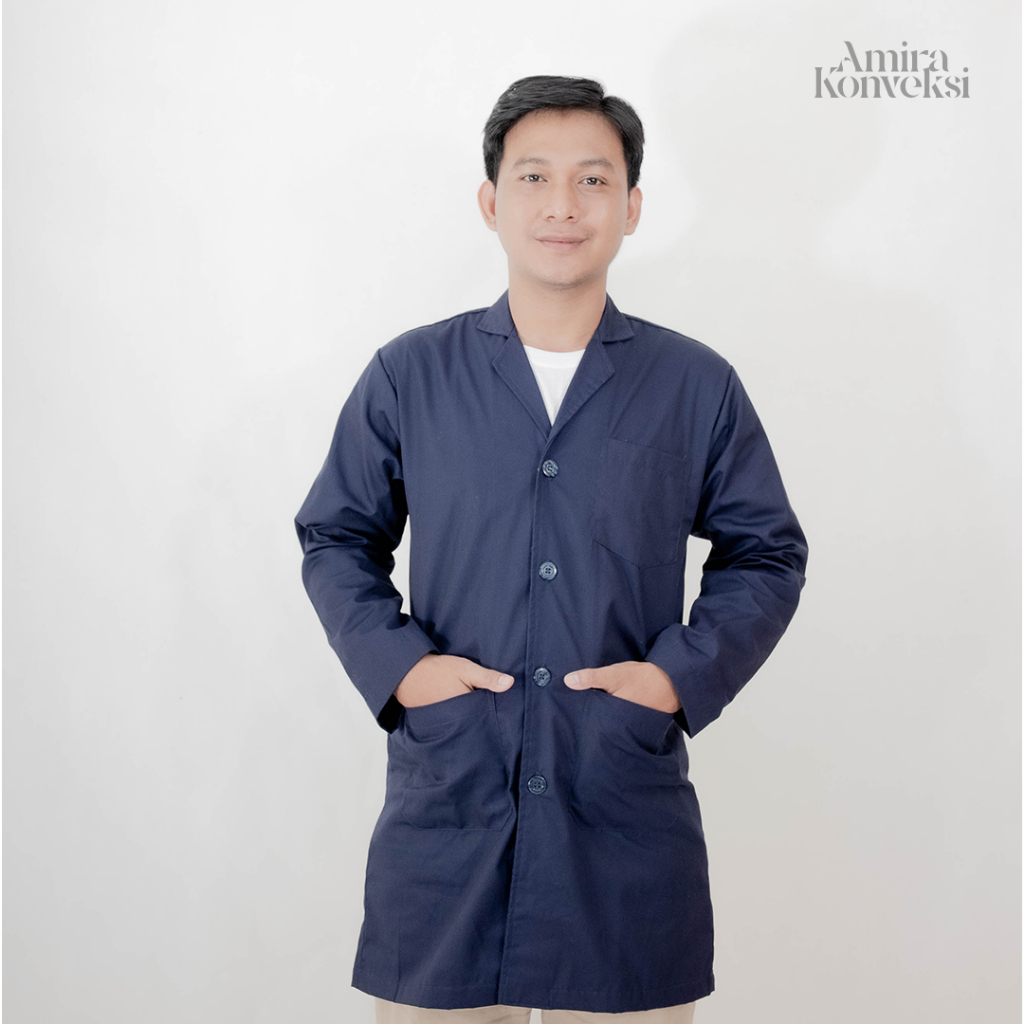 Jual Jas Lab / Jas Laboratorium Lengan Panjang Model Kancing & Kerah ...