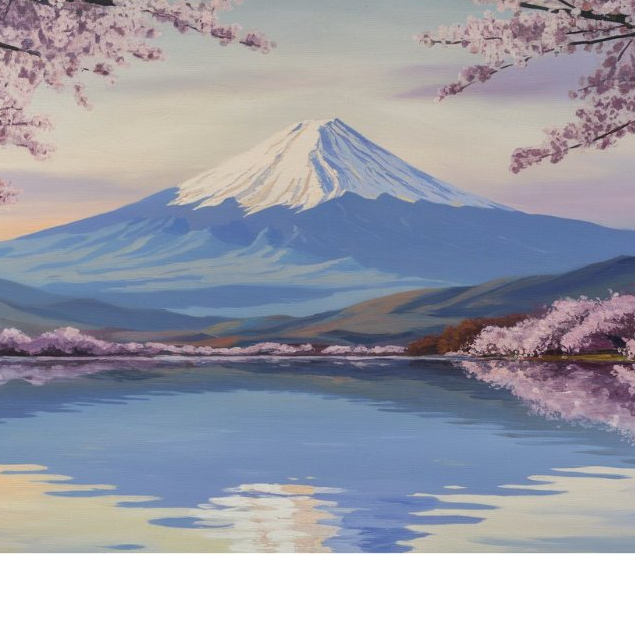 Jual Lukisan Gunung Fuji Jepang dengan Bunga Sakura khas Jepang ...