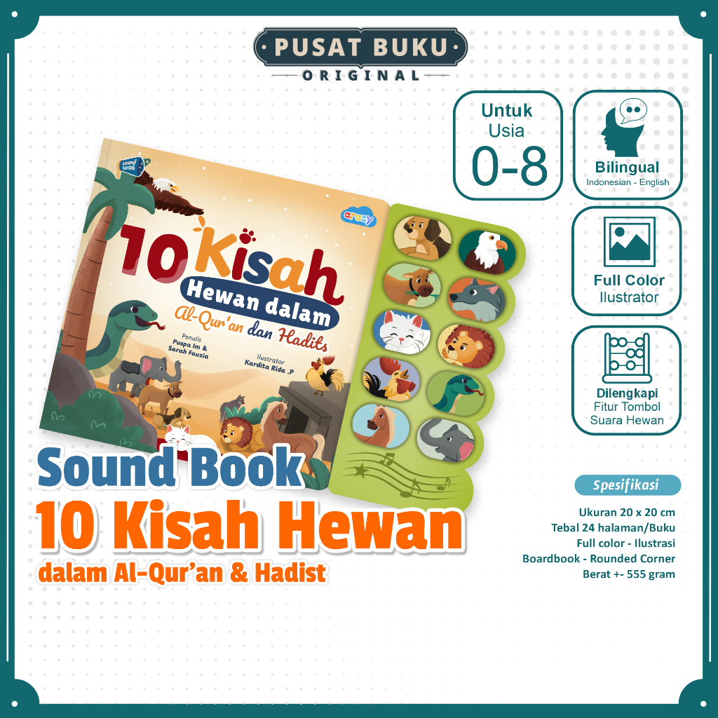 Jual Buku Anak Suara Hewan Sound Book 10 Kisah Hewan dalam Al Quran dan ...