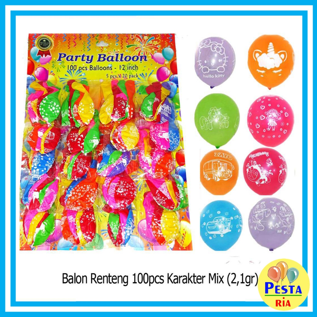 Jual Murah!! (1Papan isi 100pcs) Balon Renteng Printed 2,1gr, balon ...