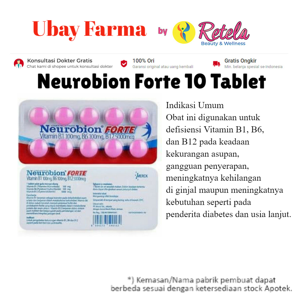 Jual Neurobion Forte 10 Tablet / Vitamin B1,B6 Dan B12 | Shopee Indonesia