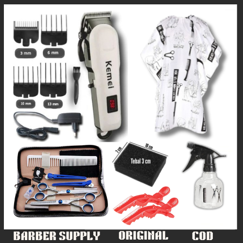 Jual Paket Alat Cukur Rambut Elektrik Profesional Barbershop Gunting Rambut Gunting Sasak Set ...