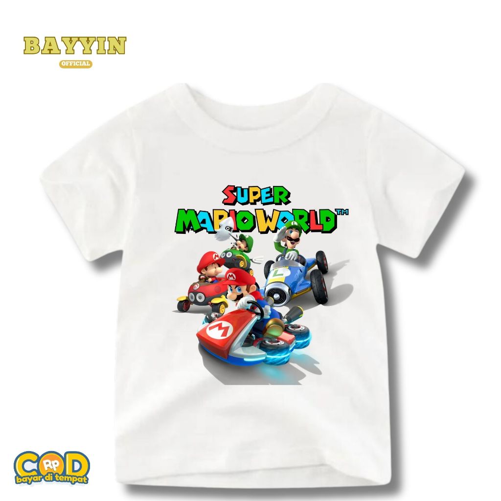Jual Kaos Anak Custom Nama Combed 30s Gambar SUPER MARIO BROS Untuk Anak dan Hadiah kaos Anak ...