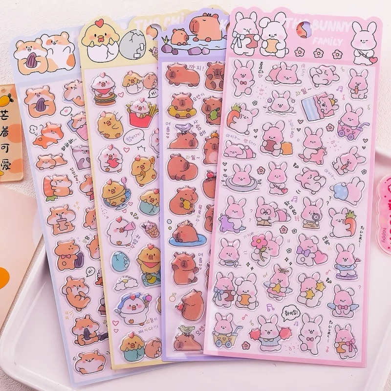 Jual Stiker Premium Lucu Motif Animals Family Panda Capybara | Shopee ...