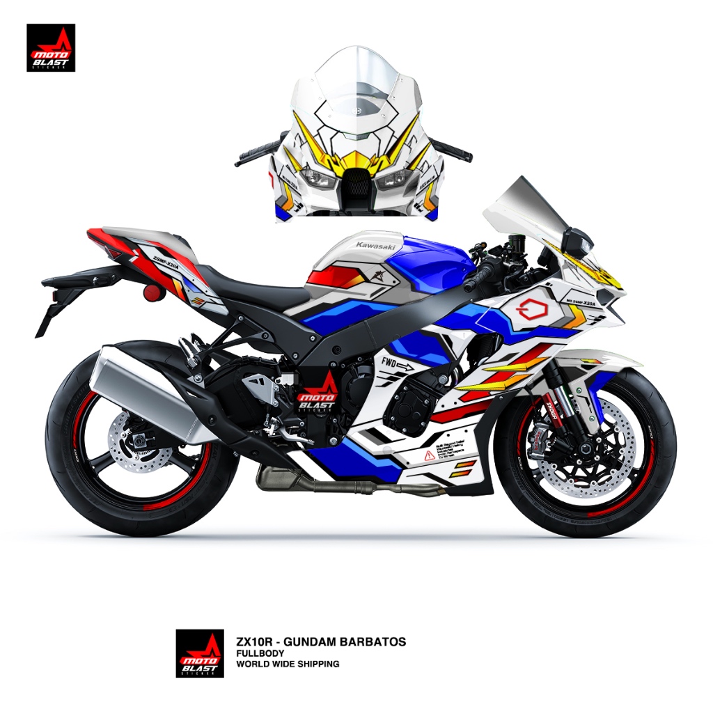 Jual Decal Sticker Ninja ZX10R Livery Gandam Barbatoss Full Body ...