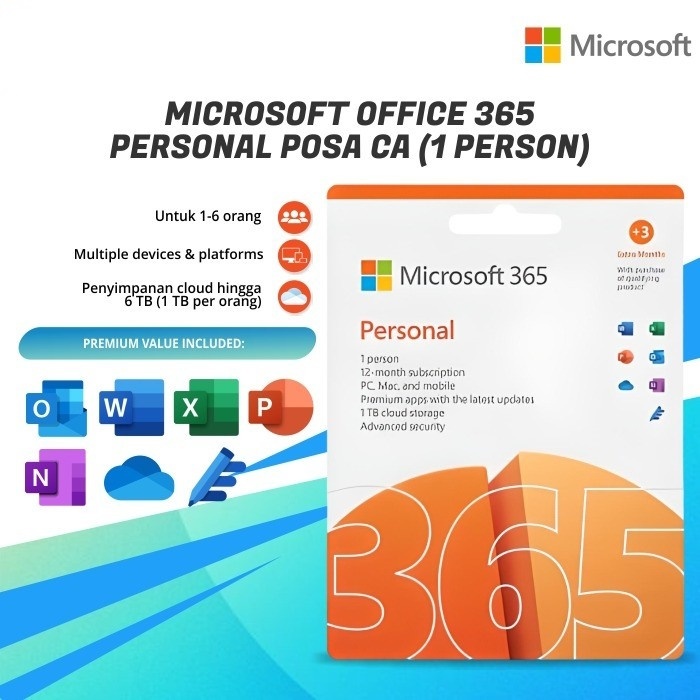 Jual Software Microsoft Office 365 Personal Posa Version (1 Person ...