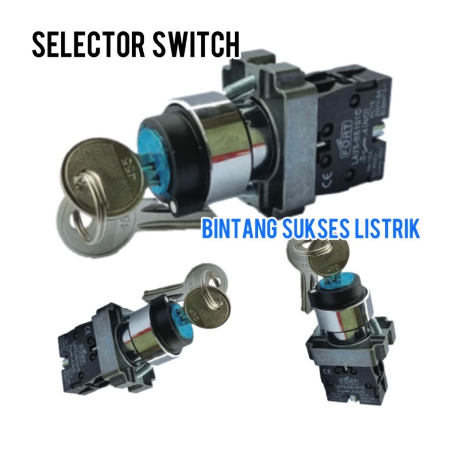 Jual ORIGINAL Selector switch / key switch 2 Position 3 position stay ...