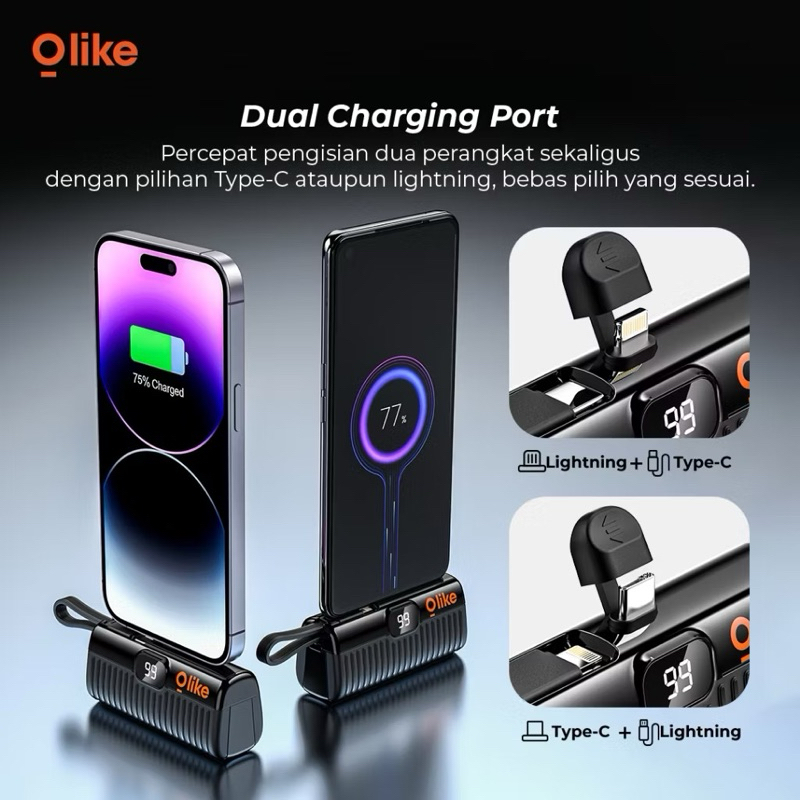 Jual OLIKE Powerbank Mini P105 4500mAH Dual Output Charging Port Type-C ...