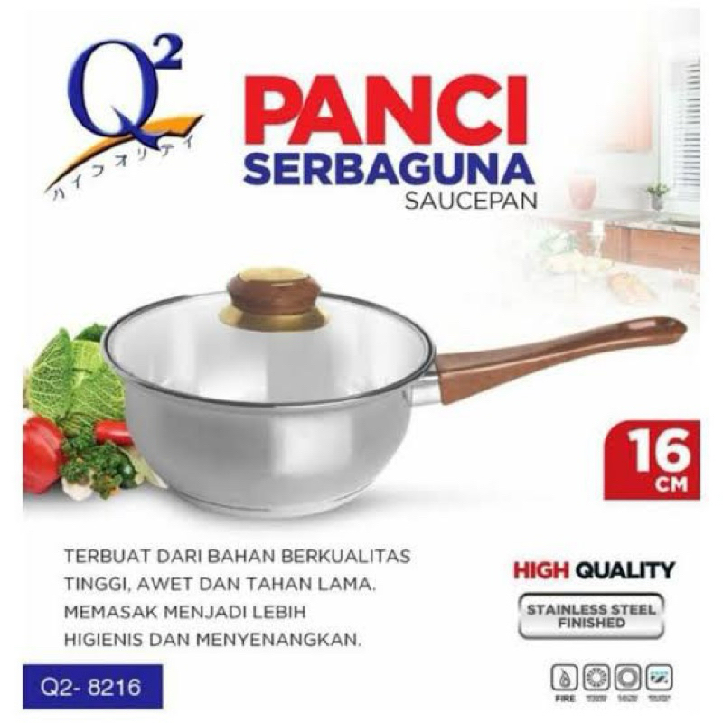 Jual Panci Kuah Panci Susu Serbaguna Gagang Kayu Q2 8216 Diameter 16CM ...