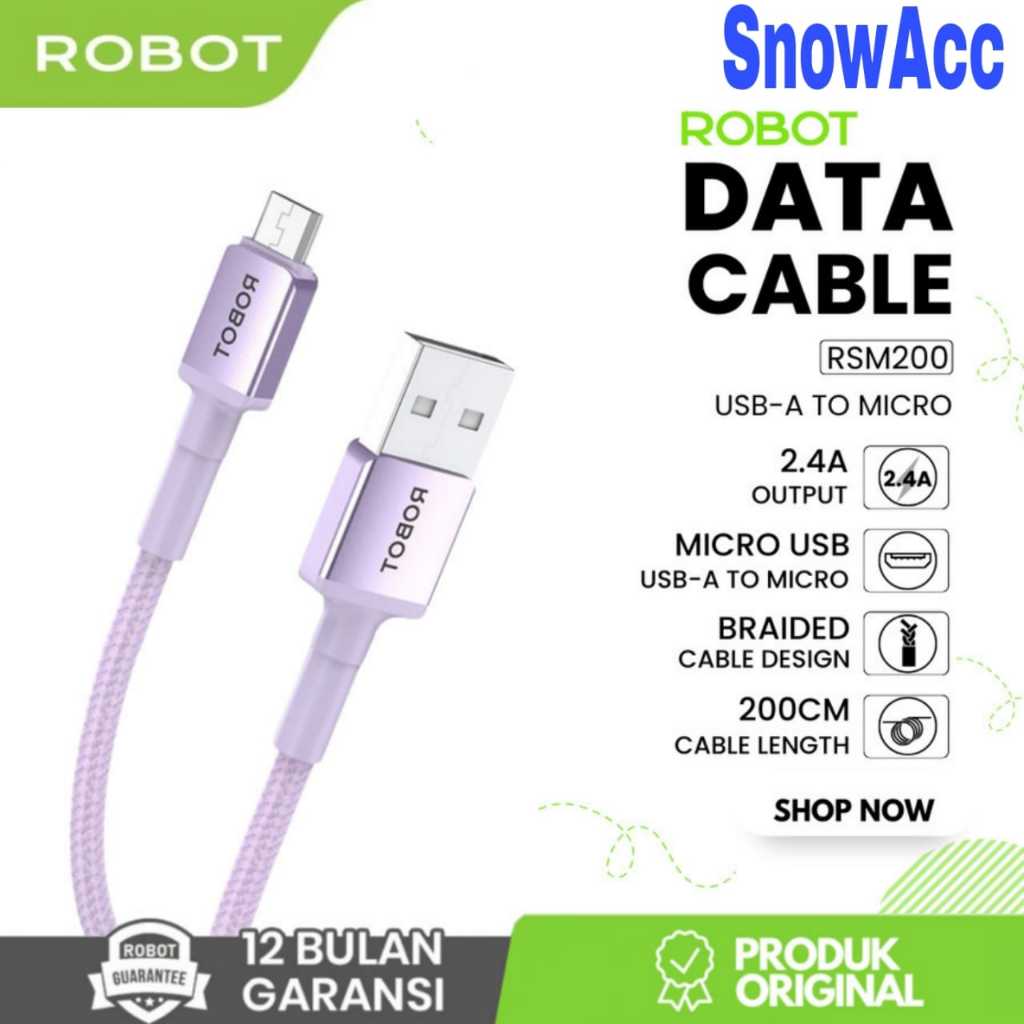Jual ROBOT Kabel Data Micro Cable Data Charger Android Micro USB 2.4A ...