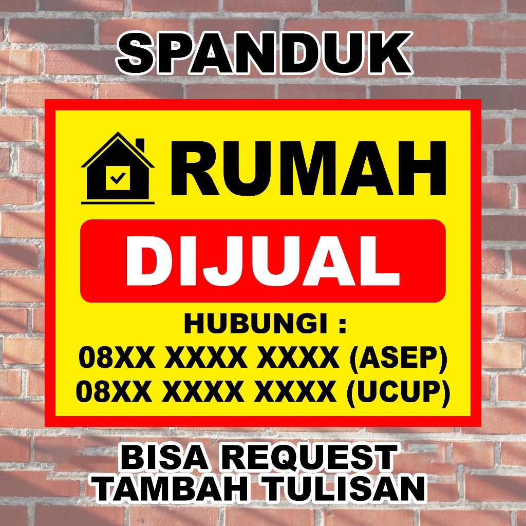 Jual SPANDUK UK X 6 RUMAH DIJUALDIKONTRAKANDISEWAKAN BAHAN FLEXY TEBAL ...