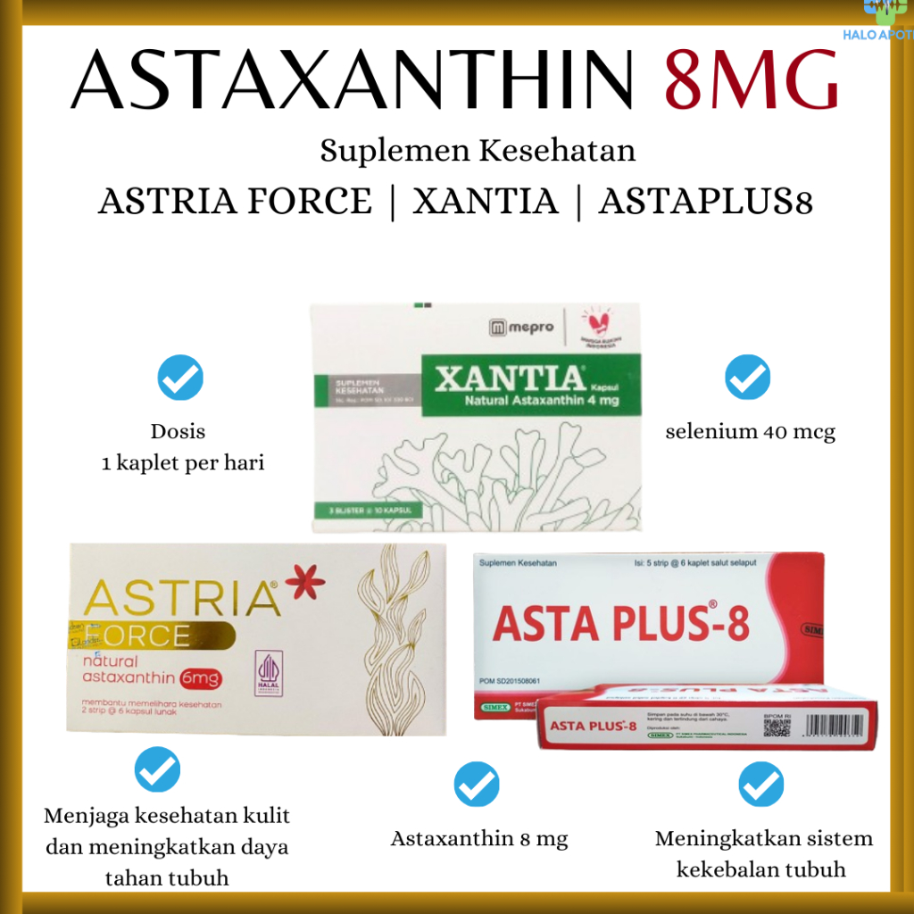 Jual ASTAXANTHIN 8MG | ASTRIA FORCE | XANTIA | ASTAPLUS-8|Suplemen ...