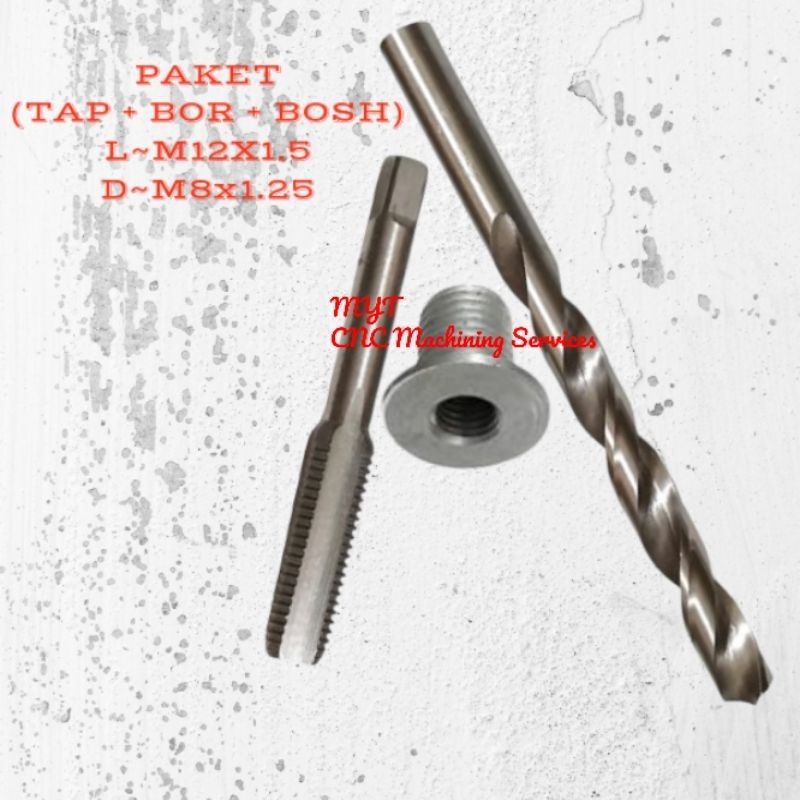 Jual Paket Komplit Mata Bor Tap Set Bosh Drat Sok Drat M12×M8 model ...