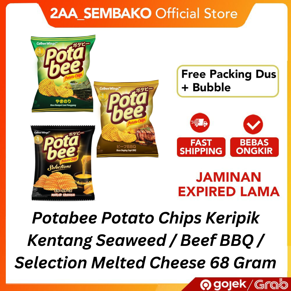 Jual Potabee Potato Chips Seaweed Rumput Laut / Beef BBQ / Selection ...