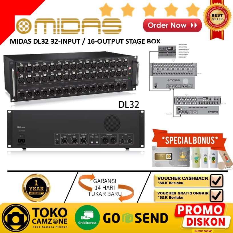 Jual Midas DL32 32-Input / 16-Output Stage Box with 32 Midas Mic Preamps | Shopee Indonesia