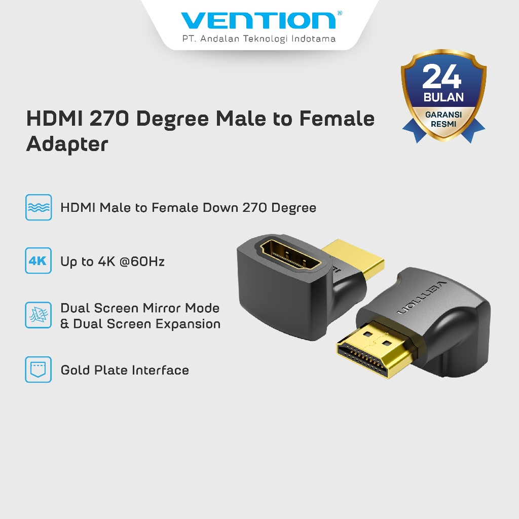 Jual Vention Adapter HDMI 270 Degree Connector Male to Female - AIN ...
