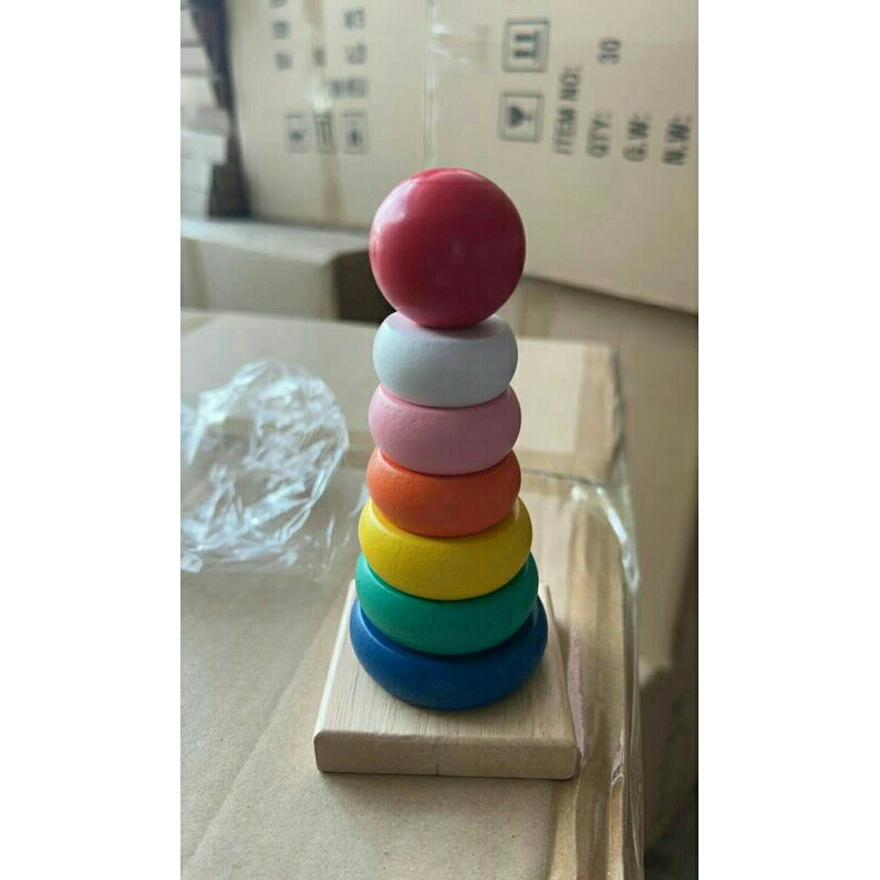 Jual SKY149 MAINAN KAYU RAINBOW TOWER / MENARA DONAT / MENARA PELANGI ...