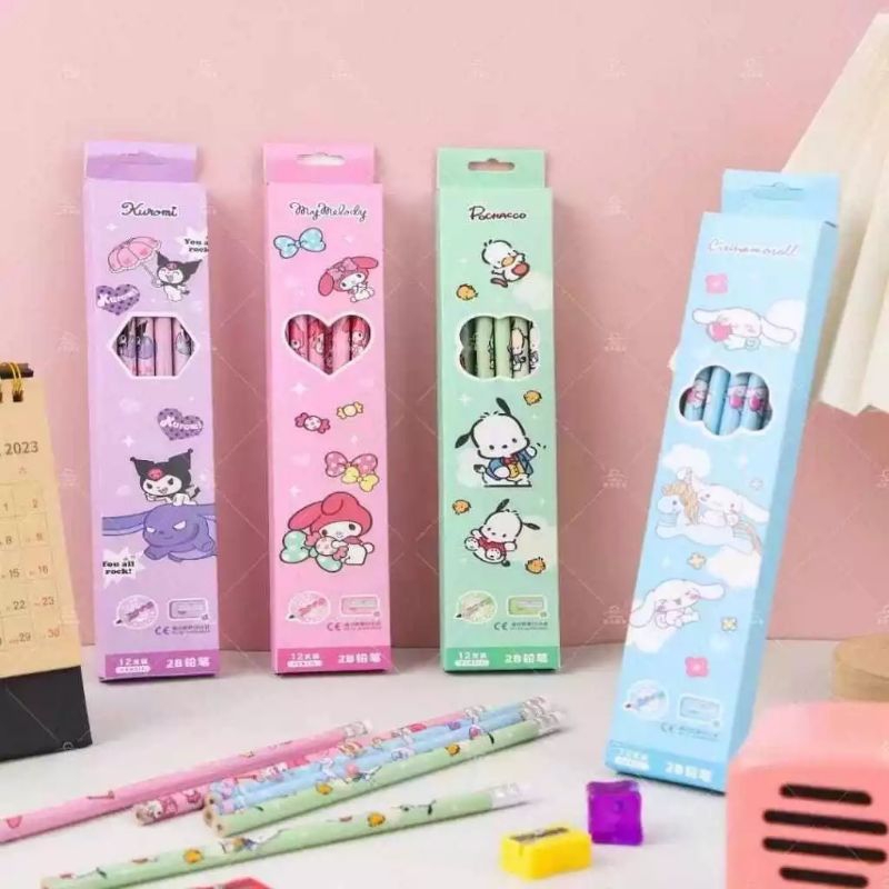 Jual Pensil 2B motif lucu Pensil Box isi 12pcs | Shopee Indonesia