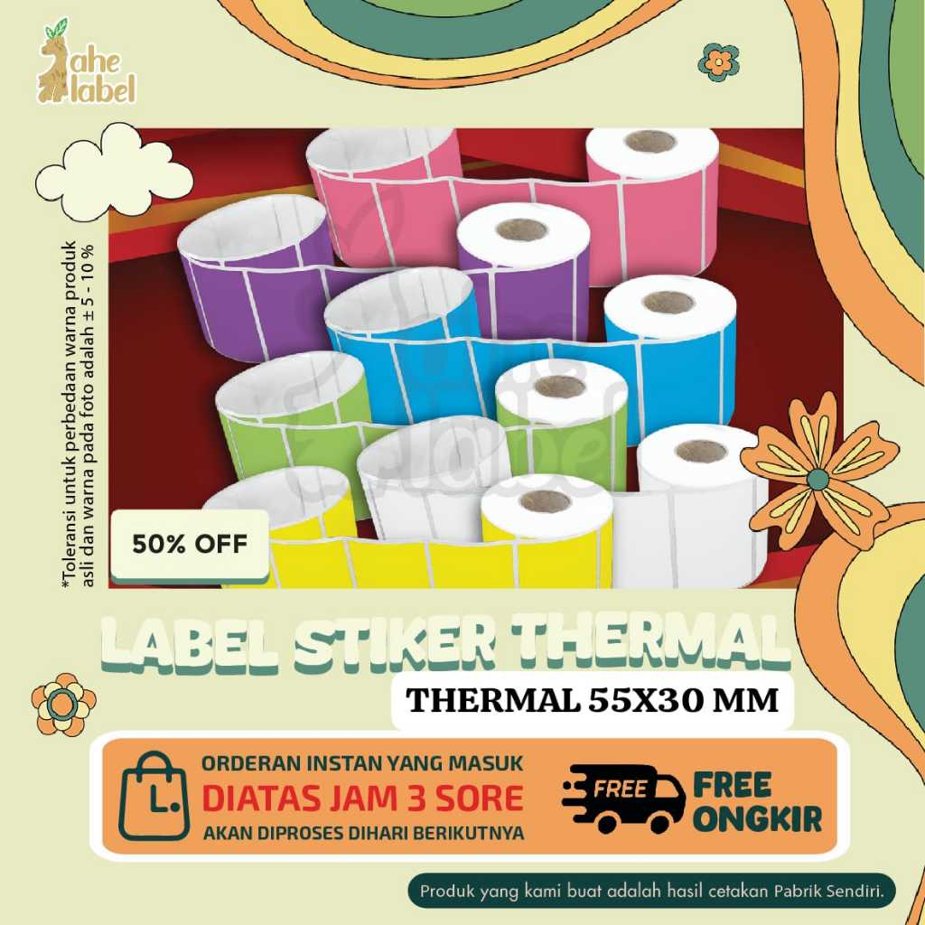 Jual LABEL STIKER BARCODE THERMAL 55X30 MM LABEL STIKER THERMAL 55X30 MM | Shopee Indonesia