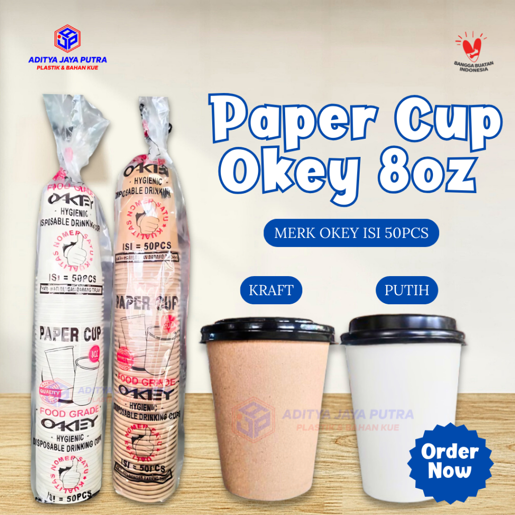Jual [ISI 50PCS] Paper Cup 8 Oz (240ml) / Gelas Kertas Kopi Teh Polos Motif Tahan Panas / Hot ...