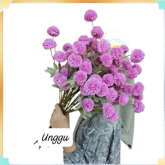 Jual BUNGA POMPOM K5 ARTIFICIAL FLOWER BAHAN KAIN PINGPONG CHRYSAN ...