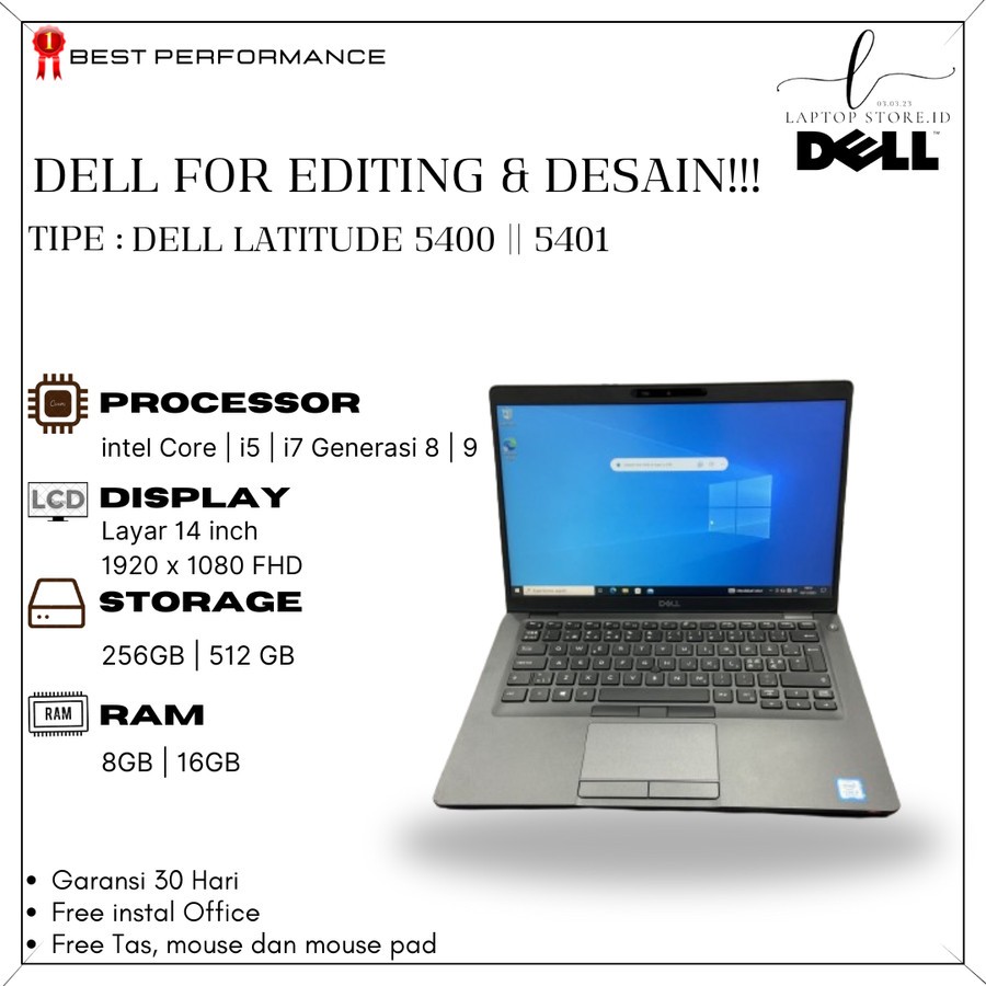 Jual DELL LATITUDE 5400 5401 INTEL CORE i5 / i7 GENERASI 8 / 9 | LAPTOP ...