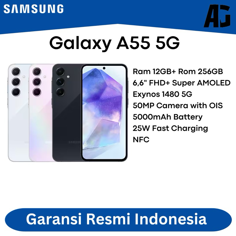 Jual Samsung Galaxy A55 5G Ram 12GB Rom 256GB Resmi Indonesia | Blue ...