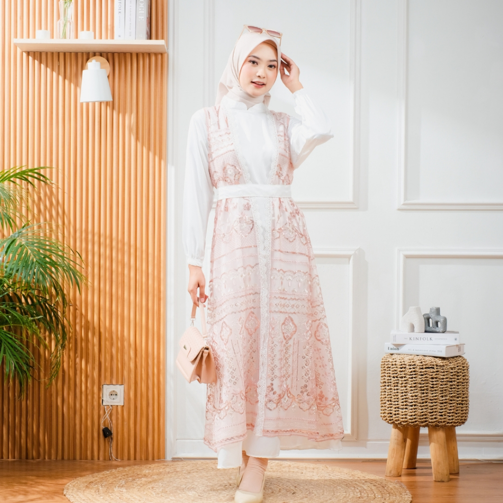 Jual RAISHA-Gamis Brukat NAURA Dress Kondangan Velvet Picasso Mix Tile ...