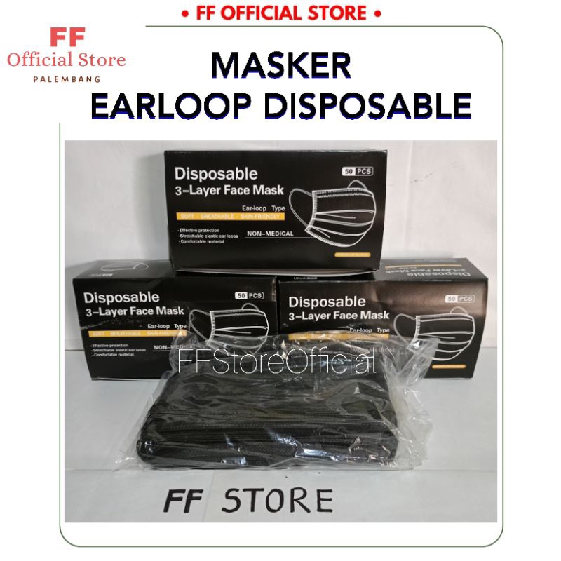 Jual Masker Earloop Disposable (HITAM) | Shopee Indonesia