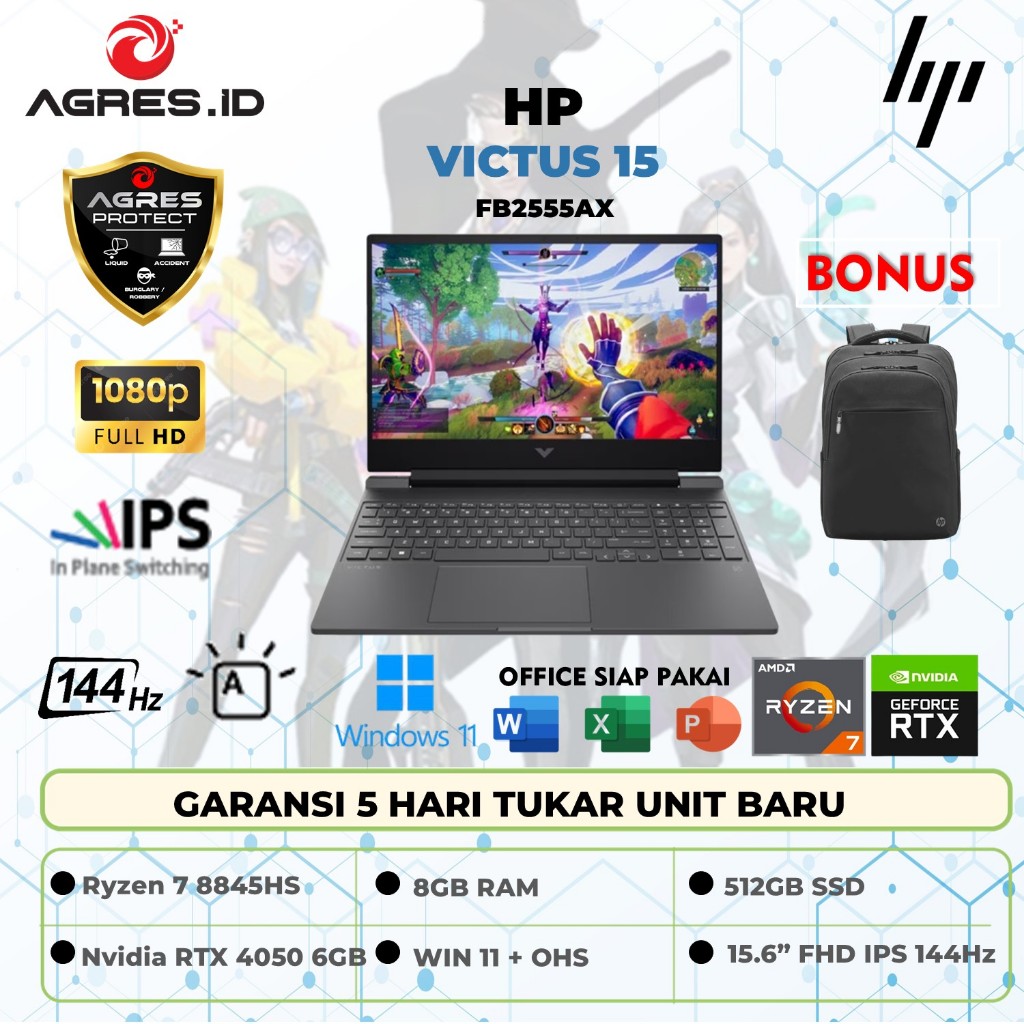 Jual Laptop Gaming Hp Victus 15 Ryzen 7 8845HS RTX4050 6GB/ 8GB 512GB ...