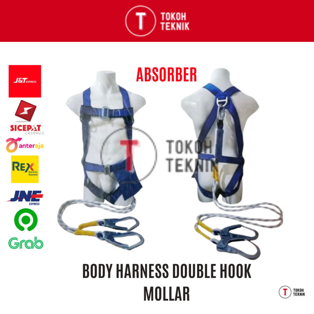Jual MOLLAR FULL BODY SAFETY HARNESS DOUBLE HOOK ABSORBER ABSORBING ROPE | Shopee Indonesia