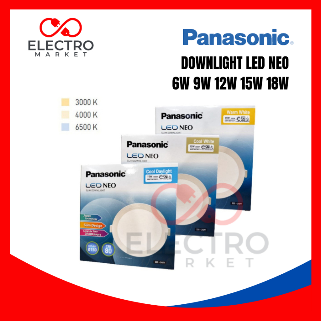 Jual PANASONIC Downlight LED NEO Slim 15W 18W Watt 3000K 4000K 6500K ...