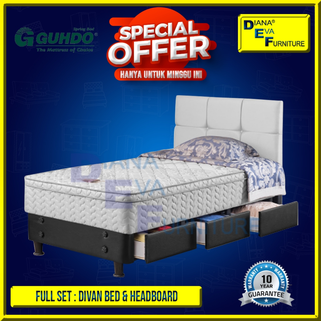 Jual Guhdo Drawer Bed Standard Plush Top Kasur Springbed | Shopee Indonesia