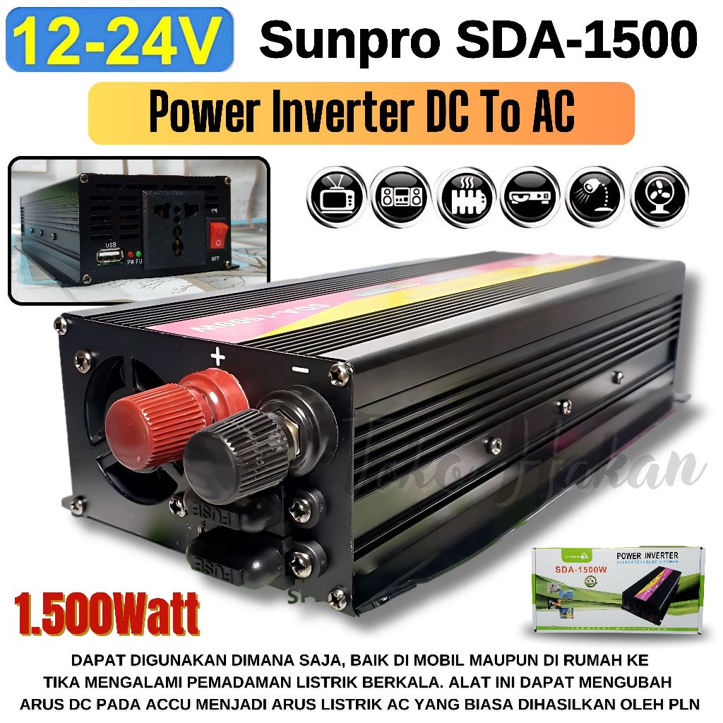 Jual Inverter Power Sunpro SDA-1500 With USB 5V / Power Inverter DC To ...
