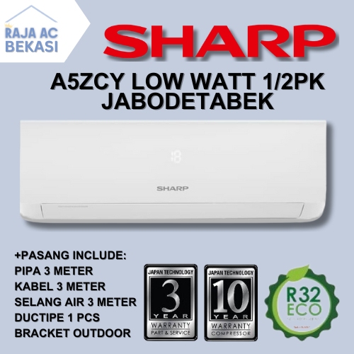Jual AC Sharp 1/2 PK A5ZCY LOW WATT FREE PASANG + AKSESORIS Raja AC Bekasi | Shopee Indonesia