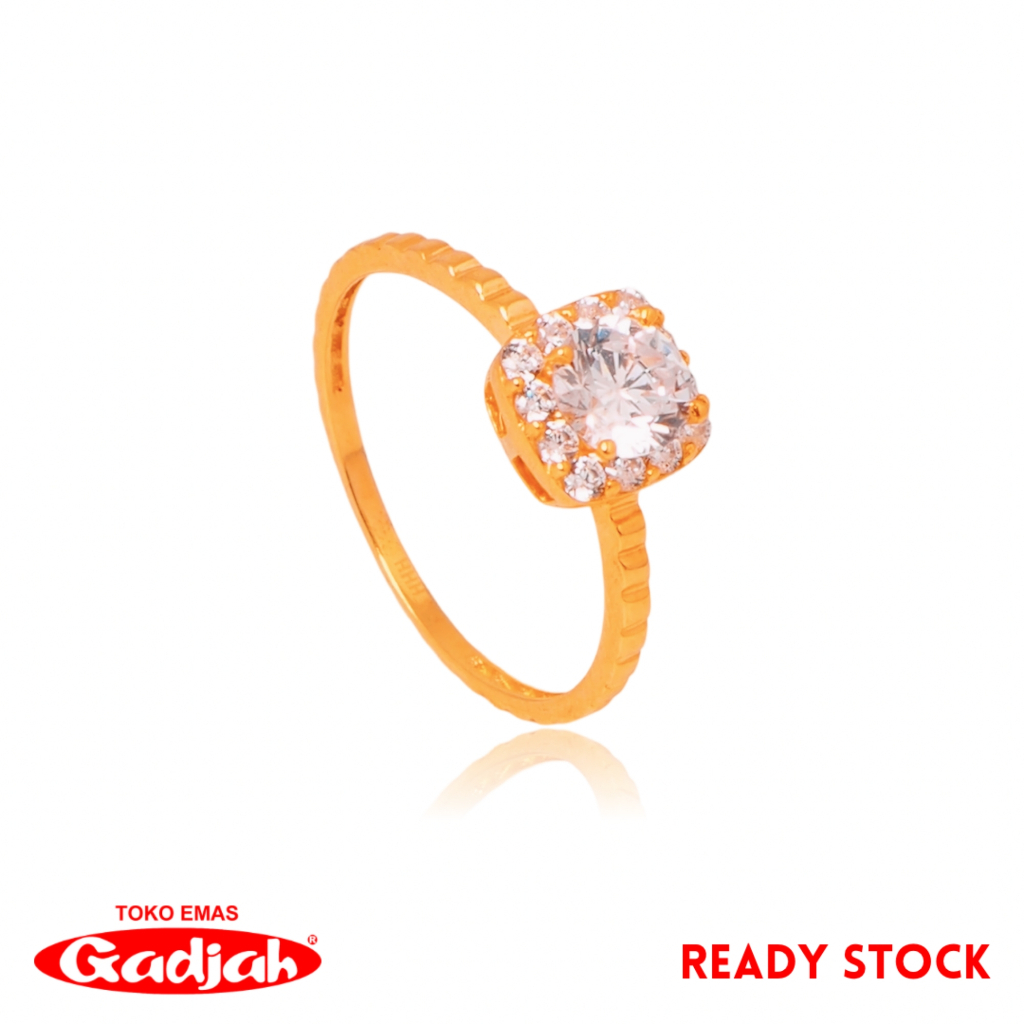 Jual Cincin Emas Solitaire Persegi Samping Mata Tabur Ring Gerigi ...
