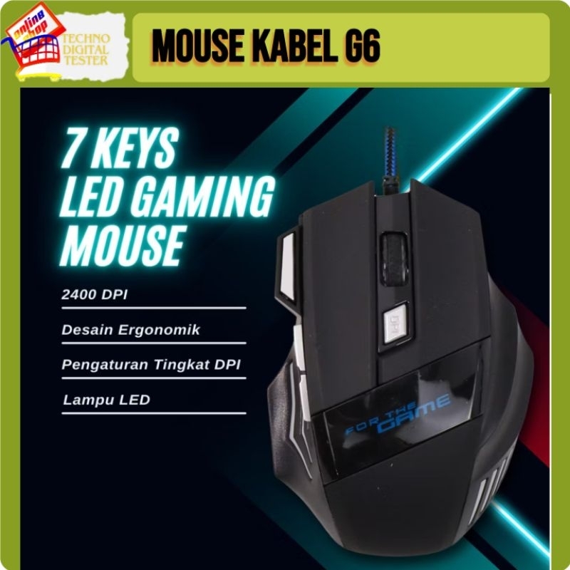 Jual Mouse Gaming G6 Kabel Wired 7 Tombol LED USB 2.0 Led RGB Ergonomis ...