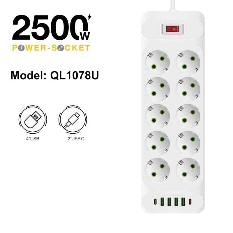 Jual Colokan Listrik Gantung Dinding 10 Lubang AC , 3 USB + Type C ...