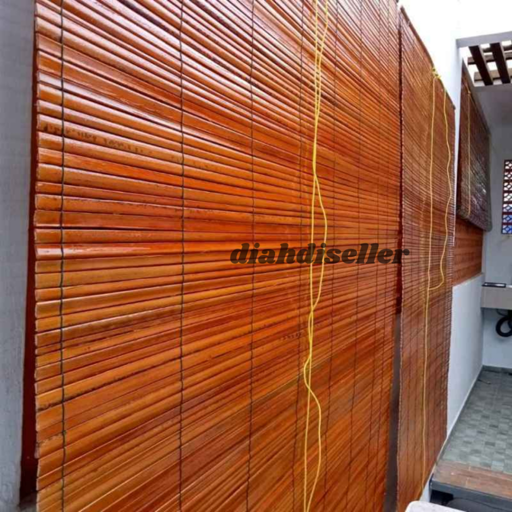Jual Tirai bambu Plitur & vernis ukuran lebar 2mx tinggi 2m Lengkap ...