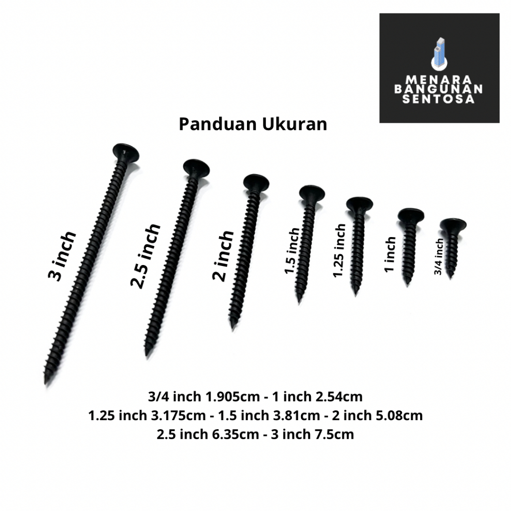 Jual [1 Kotak 900gr] Sekrup Gypsum Baja - Baut Skrup Kayu Drywall Screw Hitam | Shopee Indonesia