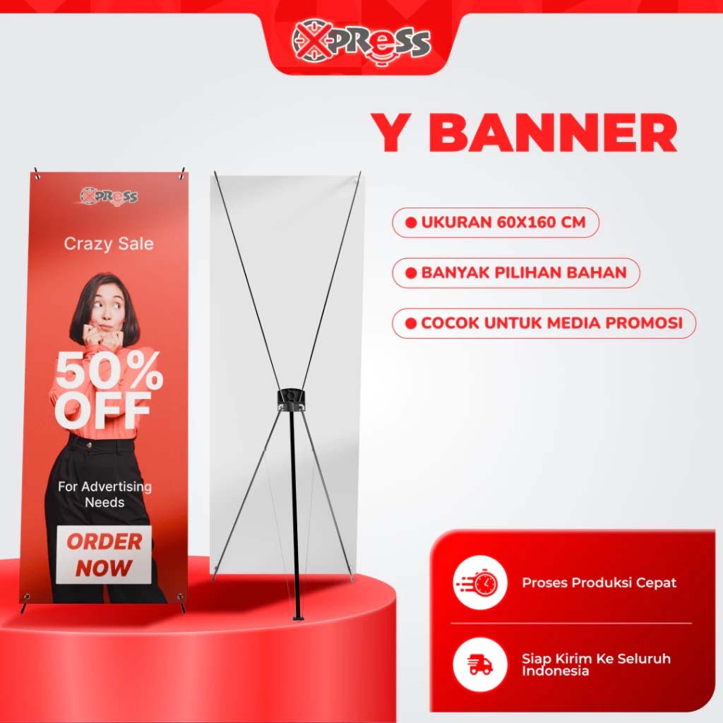 Jual Y Banner Luster/ Stand Banner/ X Banner / Y Banner 60x160 + Free ...