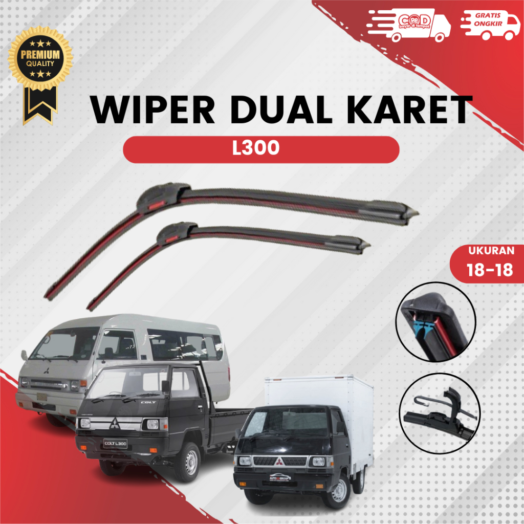 Jual Wiper Double Karet Frameless Mitsubishi L300 | Ukuran 18 & 18 Inci ...