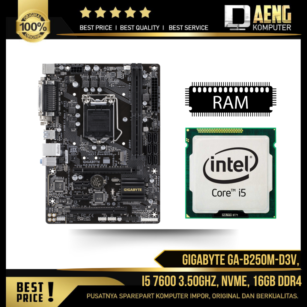 Jual Motherboard Mainboard Mobo Pc Gigabyte GA - B250M - D3V paket ...