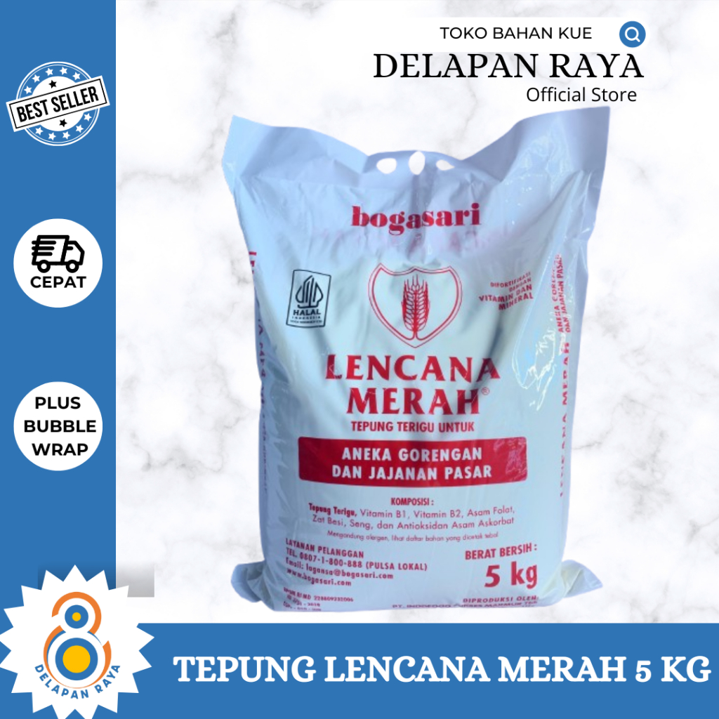 Jual TEPUNG LENCANA MERAH 5KG TEPUNG TERIGU -8Raya | Shopee Indonesia