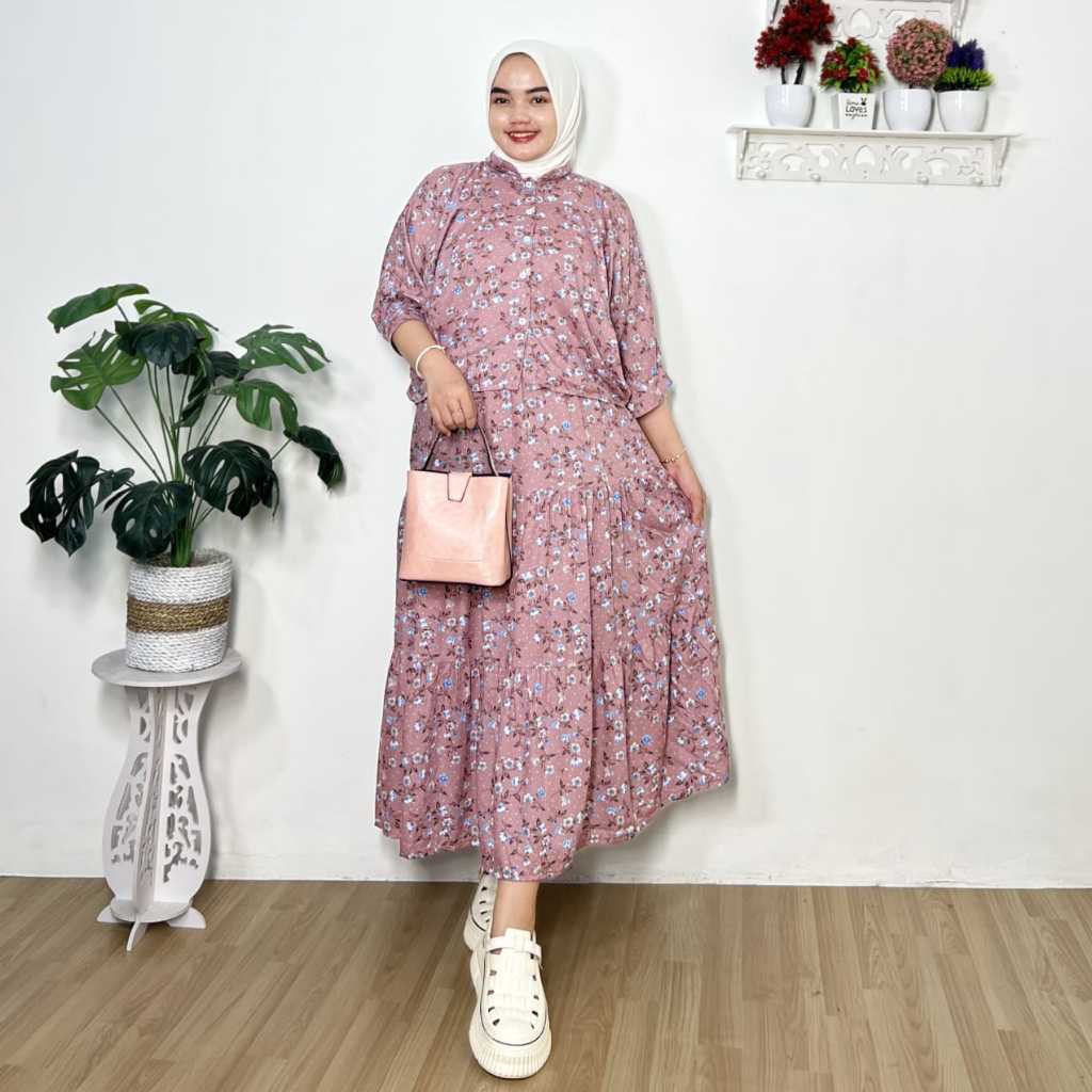 Jual Set Rok 2in1 Arumi OneSet Rok Kekinian Setelan Batwing Rayon ...