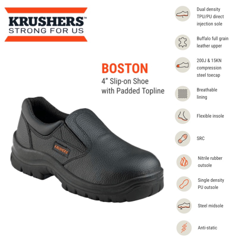Jual Sepatu Safety Krushers Boston Hitam Original Safety Shoes | Shopee ...