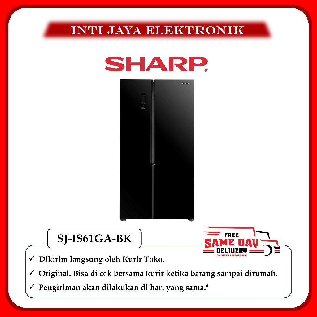 Jual SHARP KULKAS SIDE BY SIDE 2 PINTU 563 LITER INVERTER SJ-IS61GA-BK ...
