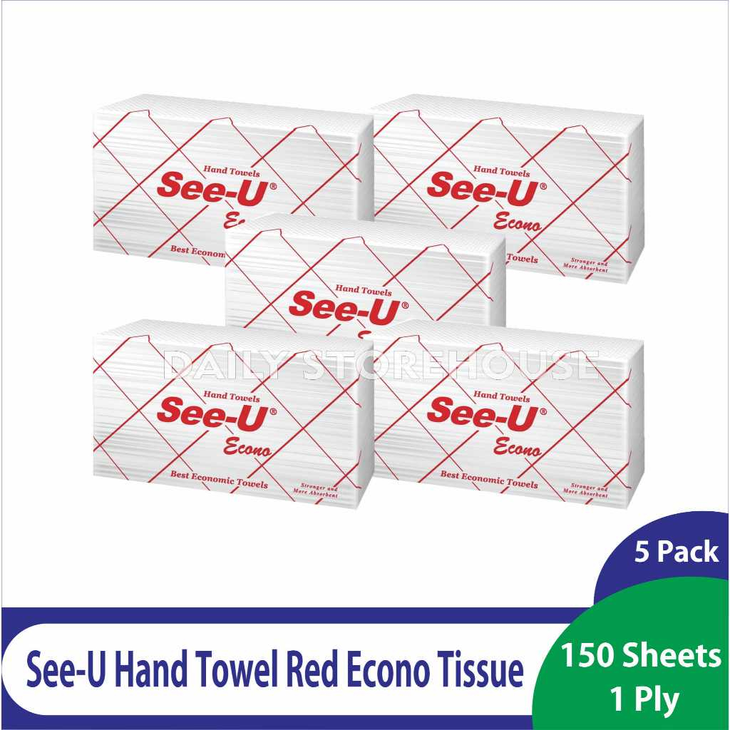 Jual Paket 5 Pack Tissue See-U Hand Towel Red Econo Tissue Wastafel 150 ...