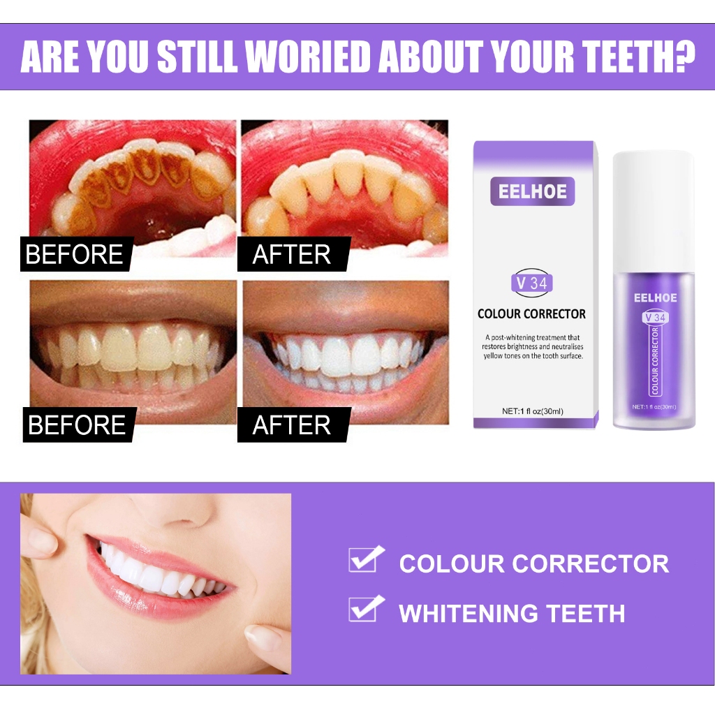 Jual EELHOE V34 Teeth Brightening Toothpaste Mouth Brightening Purple ...