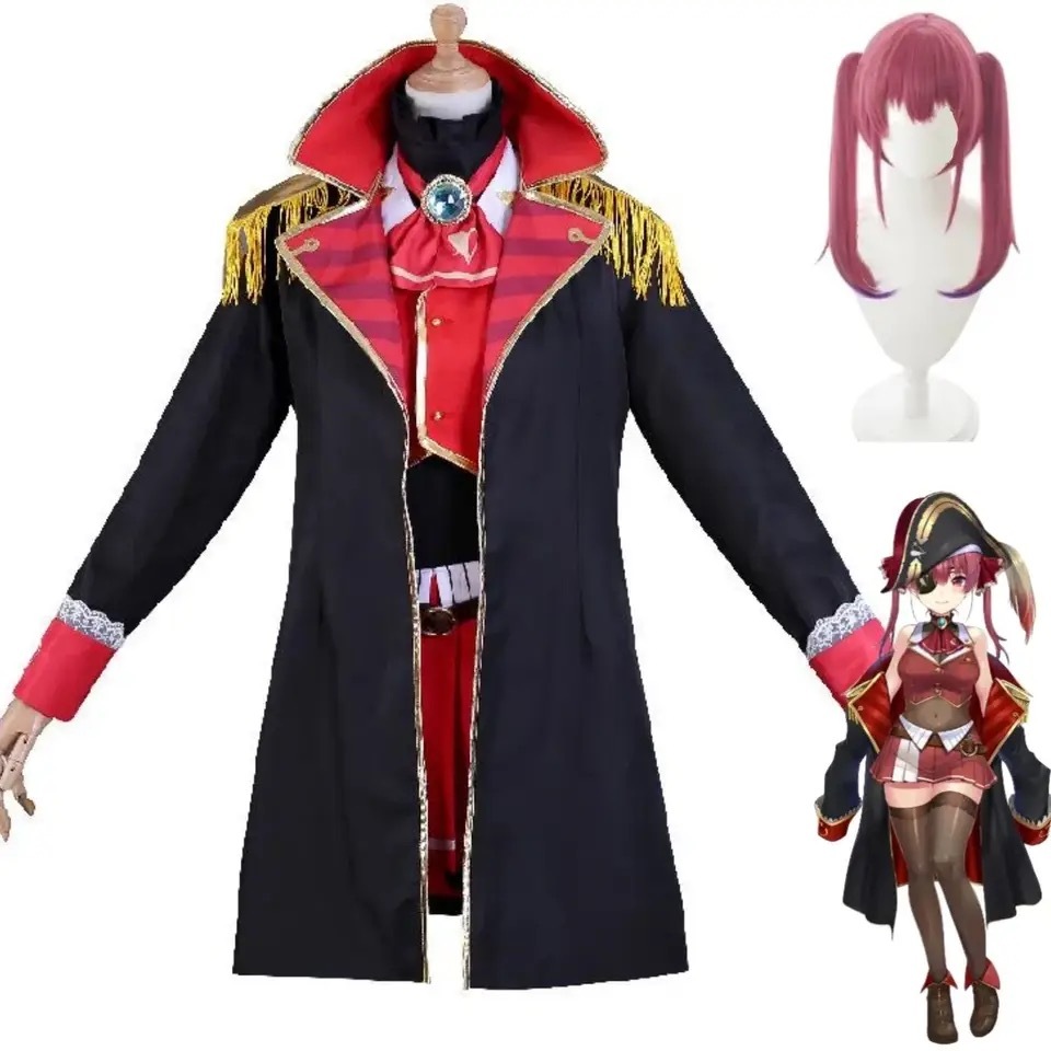 Jual Anime VTuber Hololive Houshou Marine Captain Cosplay Costume Full ...